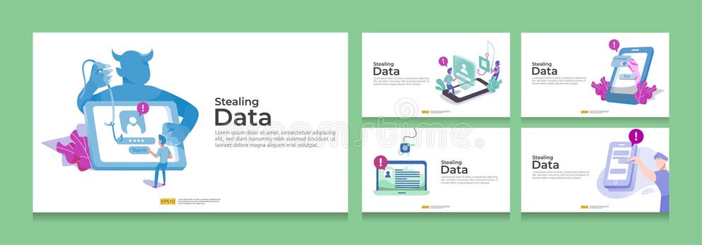 Password Phishing Attack and Stealing Personal Data Concept Bundle Set ...