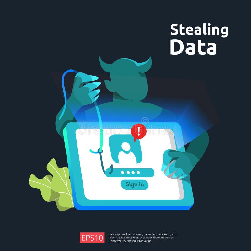 Password Phishing Attack. Stealing Personal Data Stock Vector ...