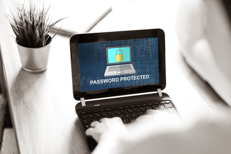 Password Protected Concept on a Laptop Screen Stock Image - Image of ...
