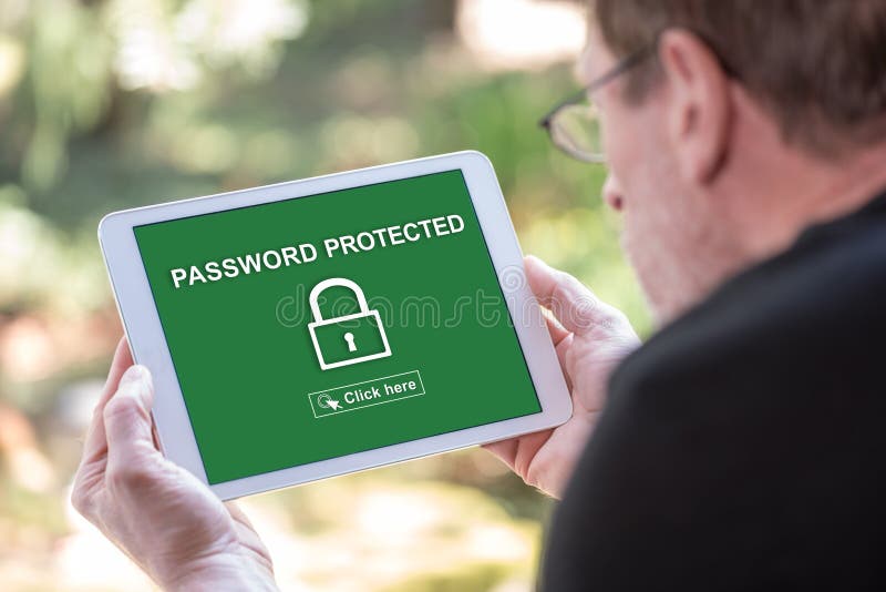 Password Protected Concept on a Tablet Stock Photo - Image of internet ...