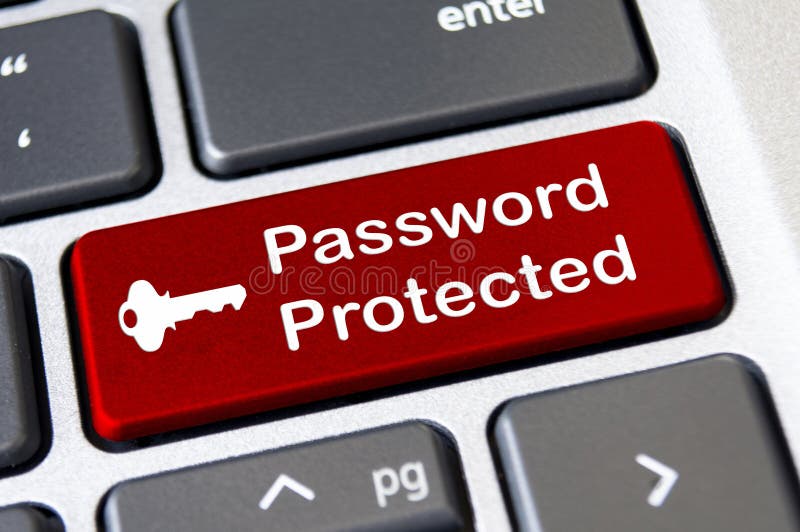 Password Protected on Red Laptop Keyboard Button. Security and Password ...