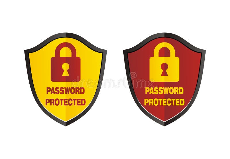 Password Protected - Shield Signs Stock Illustration - Illustration of ...