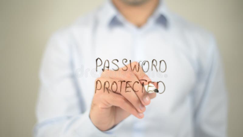 Password Protected, Writing on Transparent Screen Stock Photo - Image ...