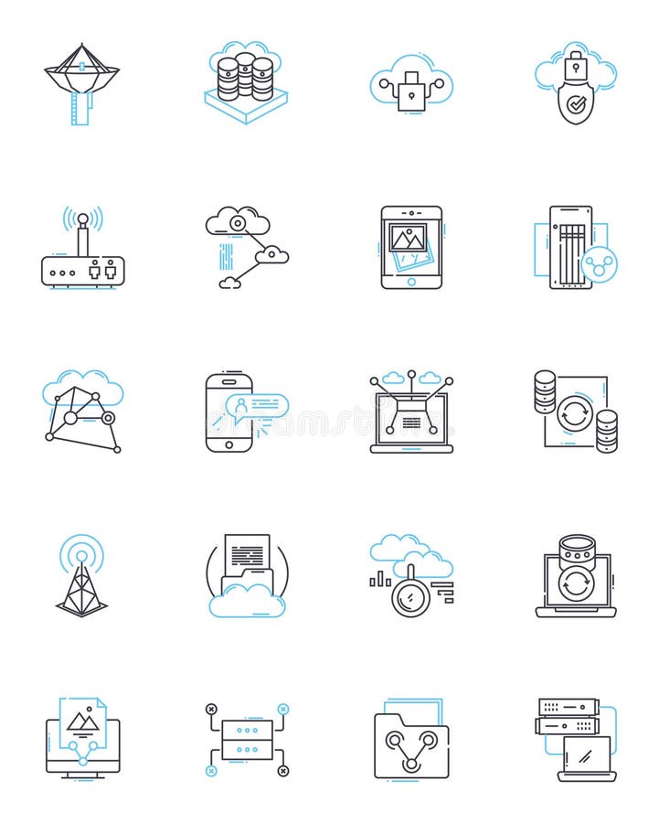 Password Protection Linear Icons Set Encryption Authentication Passcode Secure Privacy