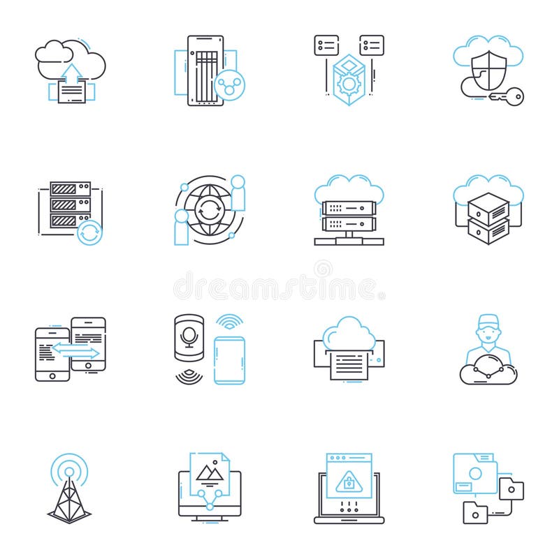 Password Protection Linear Icons Set Encryption Authentication