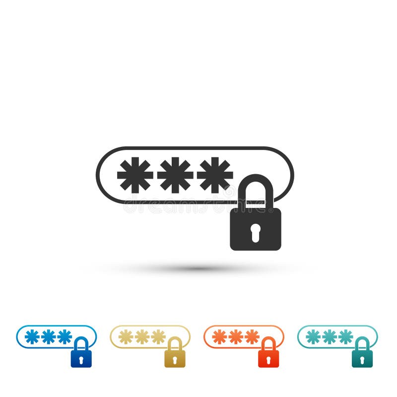Password Protection with Lock Icon Isolated on White Background. Set ...