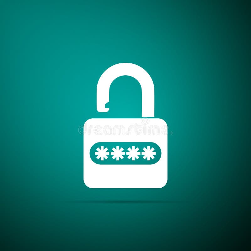Password Protection and Safety Access Icon Isolated on Green Background ...