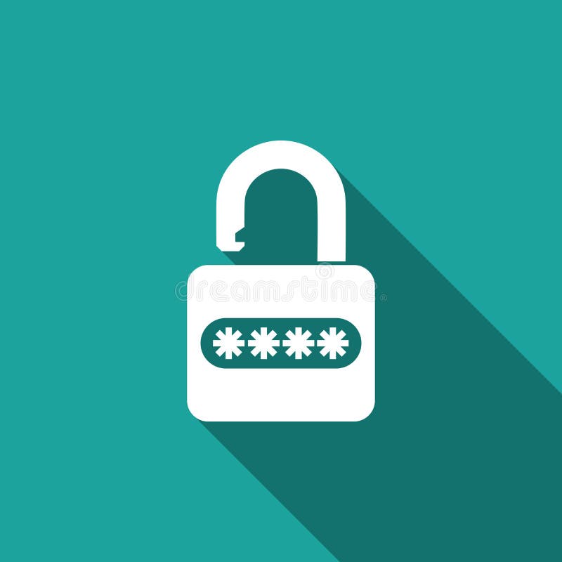 Password Protection and Safety Access Icon Isolated with Long Shadow ...