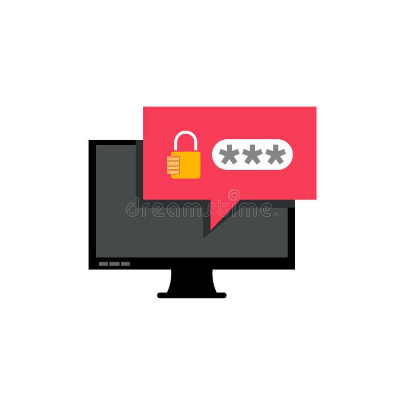 Password Secure Access on Desktop Computer Icon Isolated on White ...