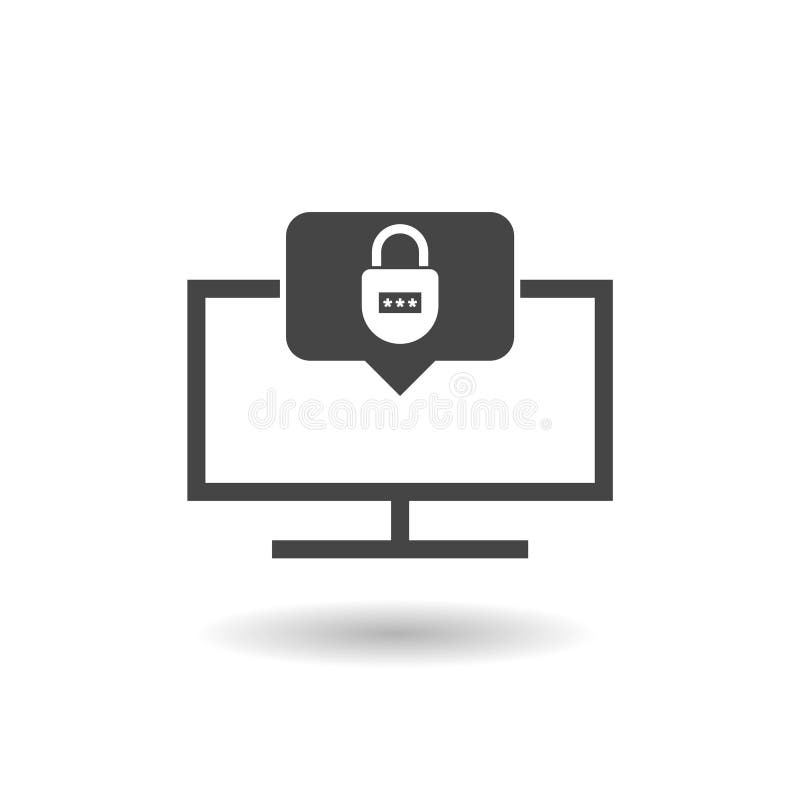 Password Secure Access on Desktop Computer Icon with Shadow Stock ...