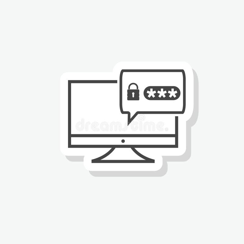 Password Secure Access on Desktop Computer Sticker Icon Stock Vector ...