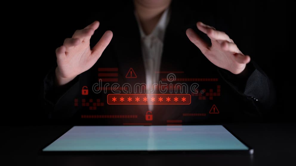 Password Security Breach Warning with Red Asterisk Box Latch Stock ...