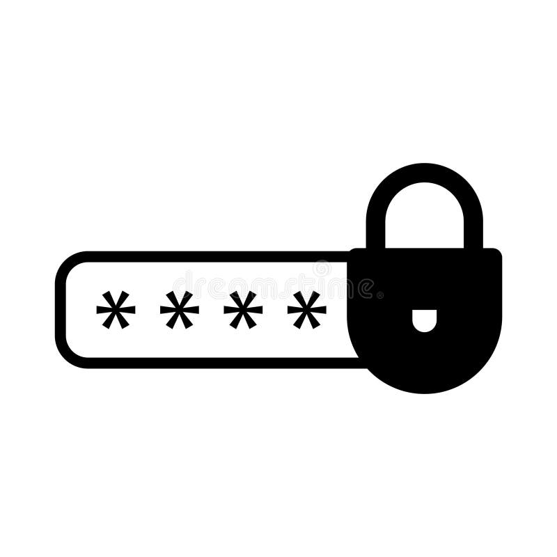 Password Security Icon. Vector Lock Symbol. Black and White. Data ...
