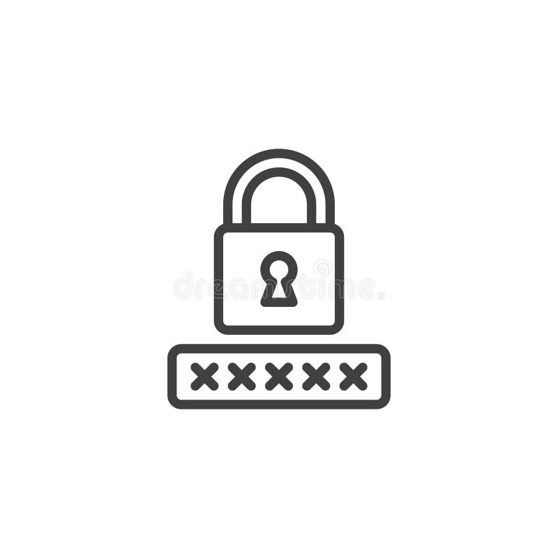 Password Security Line Icon Stock Vector - Illustration of pictogram ...