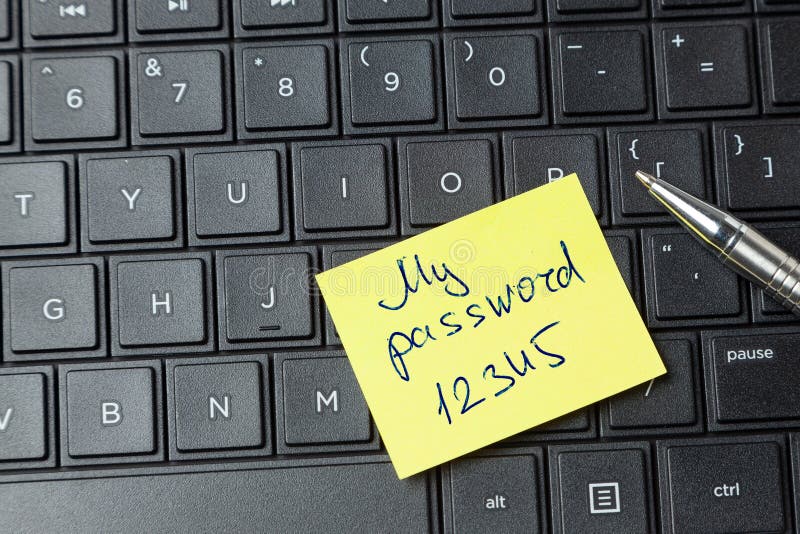 Password Security. Office Sticker on the Laptop Keyboard Stock Image ...