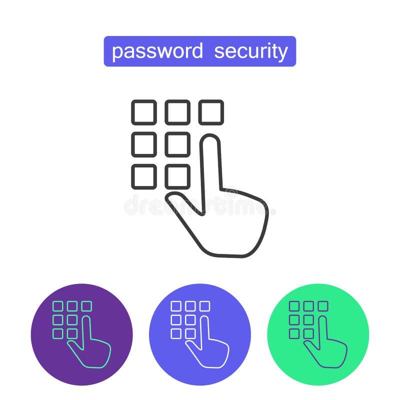 Password Security Outline Icons Set. Stock Vector - Illustration of ...