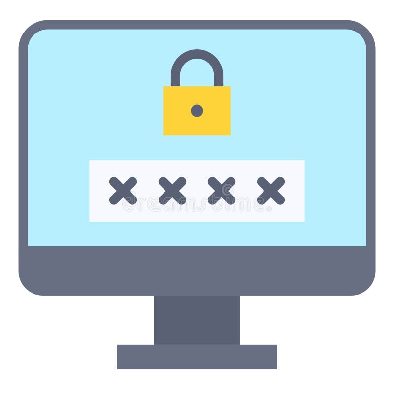 Password and Security, Telecommuting or Remote Work Icon Stock Vector ...