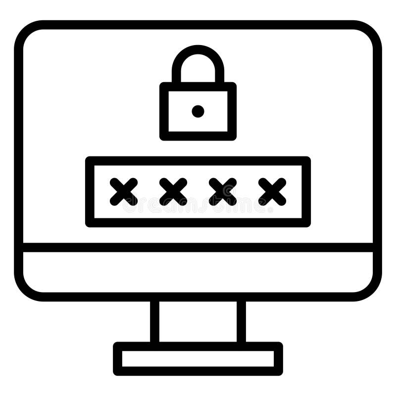 Password and Security, Telecommuting or Remote Work Icon Stock Vector ...