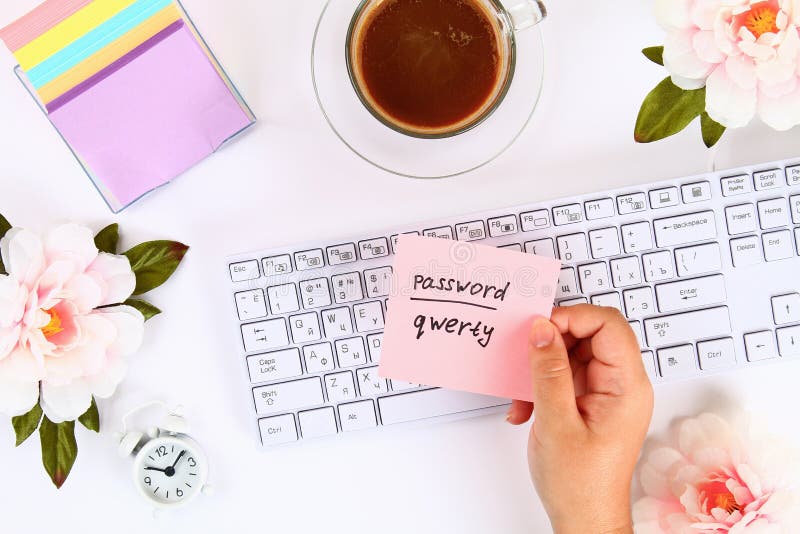 The Password on the Sticker is a Note on the White Desktop Next Stock ...