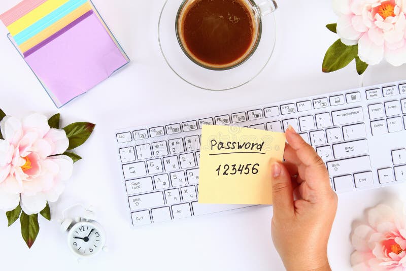 The Password on the Sticker is a Note on the White Desktop Next To the ...