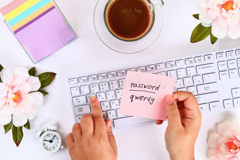 The Password on the Sticker is a Note on the White Desktop Next Stock ...