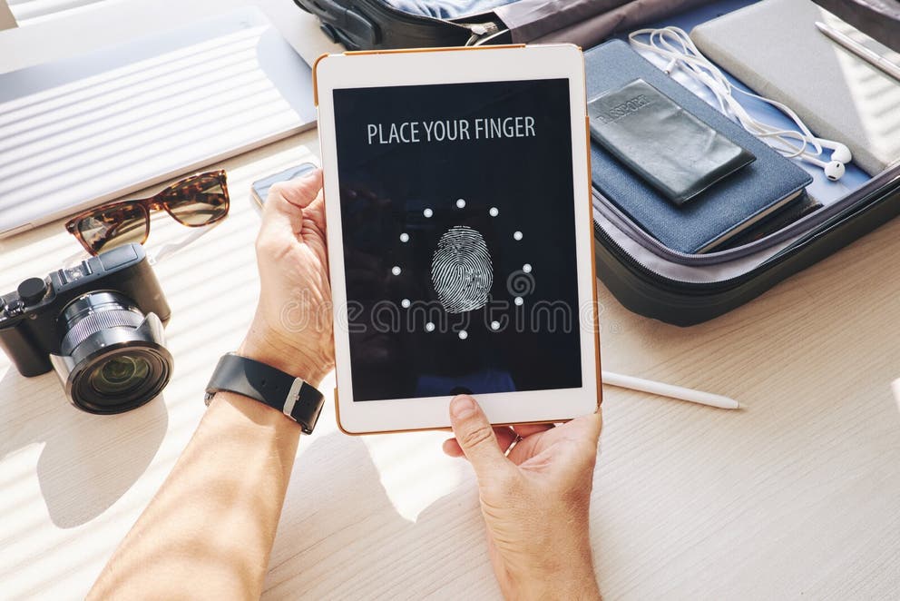 The password on the tablet stock image. Image of business - 116638099