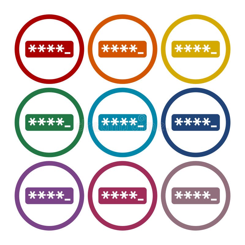 Password typing icons set stock vector. Illustration of button - 121812142