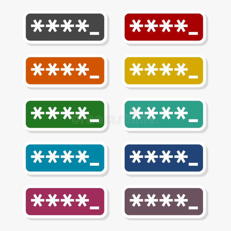Password Typing Sticker Set Stock Vector - Illustration of design ...