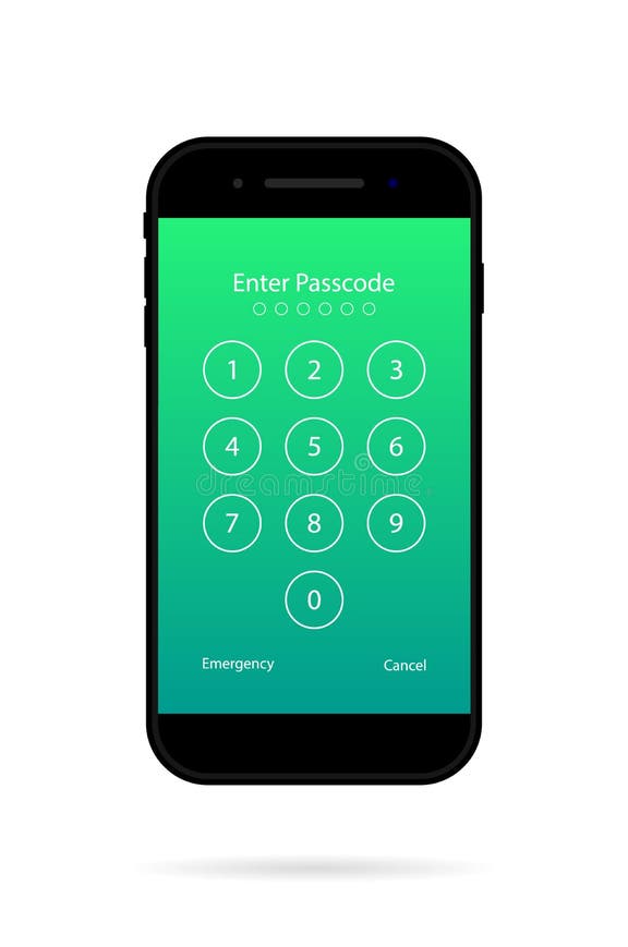 Password for Unlock in Phone Screen. Numeric Passcode in Smartphone. Number of Pin Code for ...