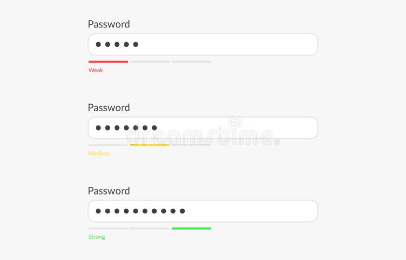 Password Weak, Medium and Strong. Authorization Concept Stock Vector ... Password Weak, Medium and Strong. Authorization Concept Stock Vector ...
