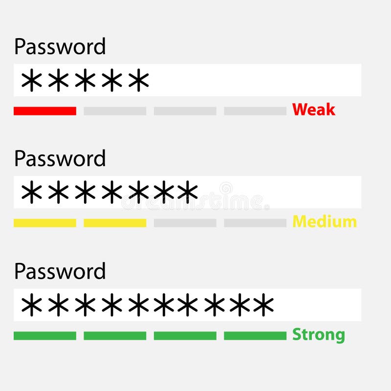 Password Weak, Medium and Strong Template. Authorization Concept Stock ... Password Weak, Medium and Strong Template. Authorization Concept Stock ...