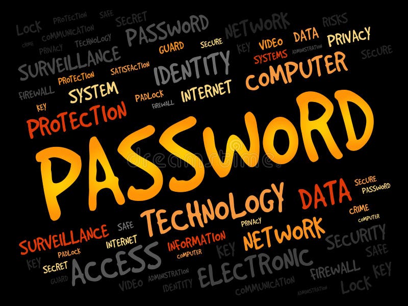 PASSWORD word cloud stock illustration. Illustration of login - 200167306