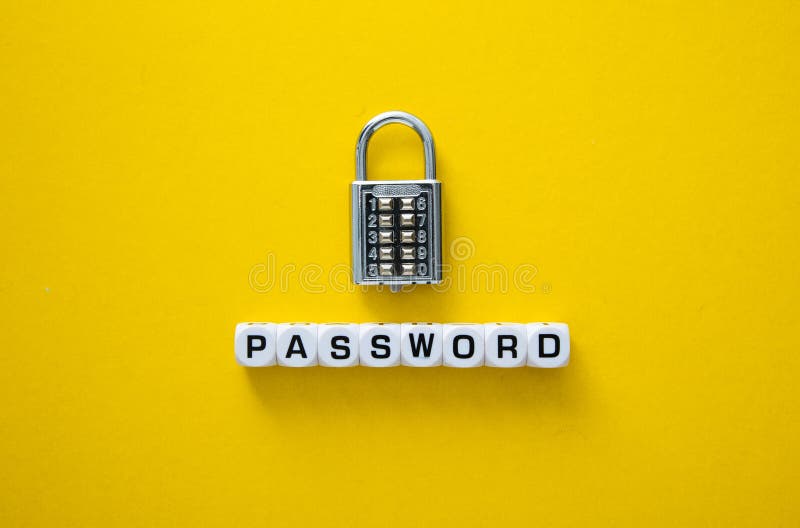 Password Word on Yellow Background Stock Photo - Image of privacy ...