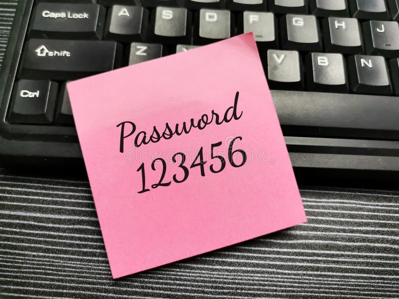 Password 123456 Written on Sticky Note with Computer Keyboard. Stock ... Password 123456 Written on Sticky Note with Computer Keyboard. Stock ...