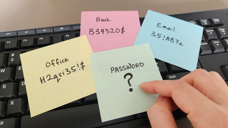 Passwords Written on Papers. Password Protection Concept Stock Photo ...