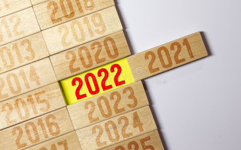 Past And Future Years On Wooden Blocks New Year 2022 Stock Image