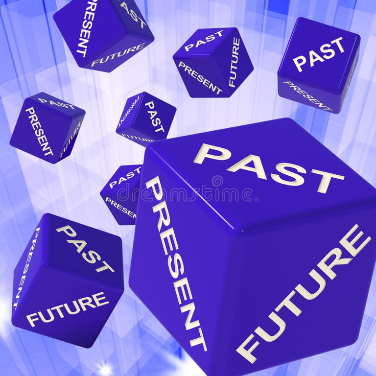 Past, Present, Future Dice Showing Forecasts Stock Illustration ...