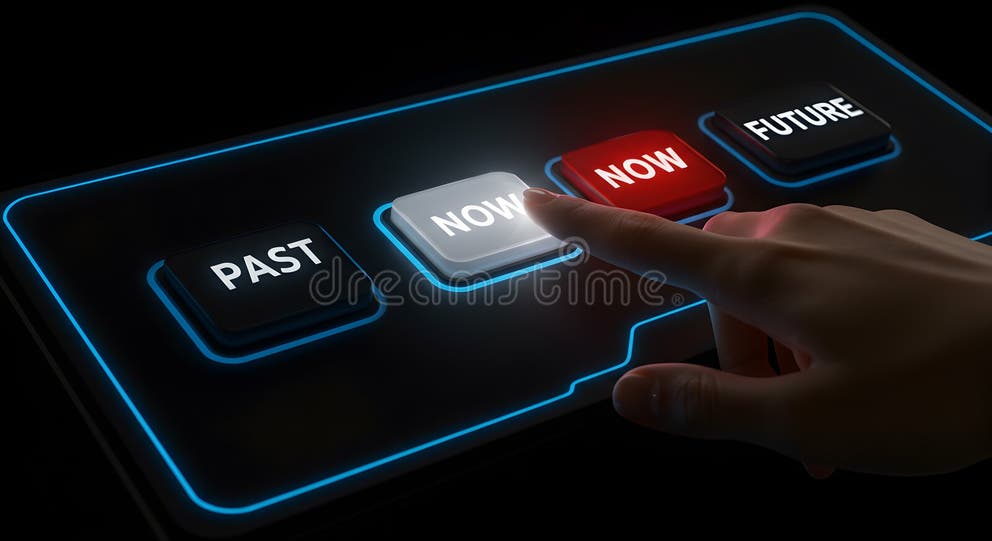 Past Present Future Now Button Concept for Time Management and Decision ...