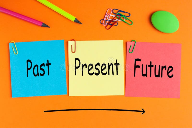 Past, Present and Future Tied in a Vicious Cycle of Time. Colorful Note ...