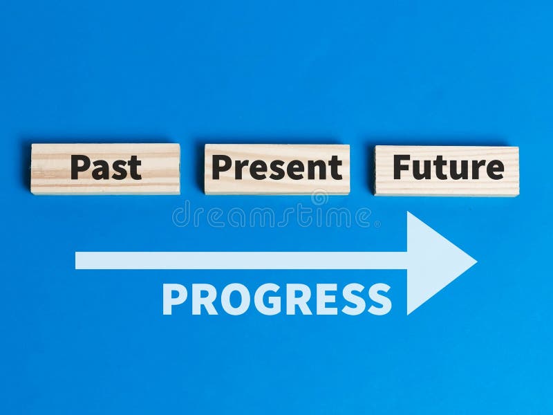 Past Present and Future Time Progress Concept on Wooden Blocks Against ...