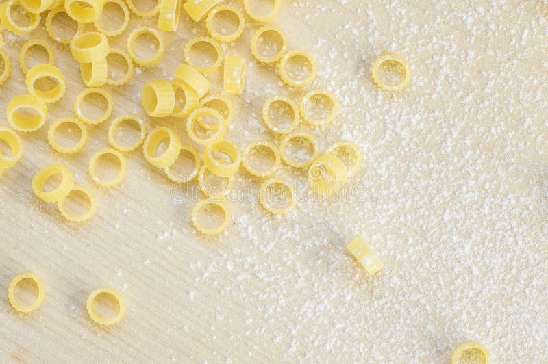 Pasta Anellini Rings in Flour Stock Photo - Image of closeup, italian ...