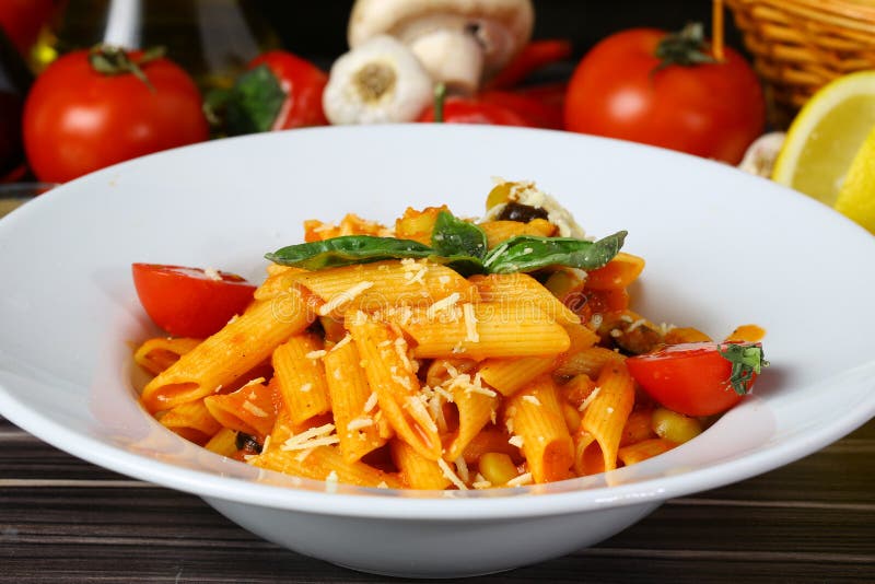 Pasta Arabbiata stock photo. Image of angry, bowl, tomatoes - 25793698