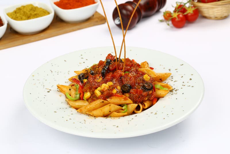 Pasta Arabbiata stock photo. Image of angry, bowl, tomatoes - 25793698