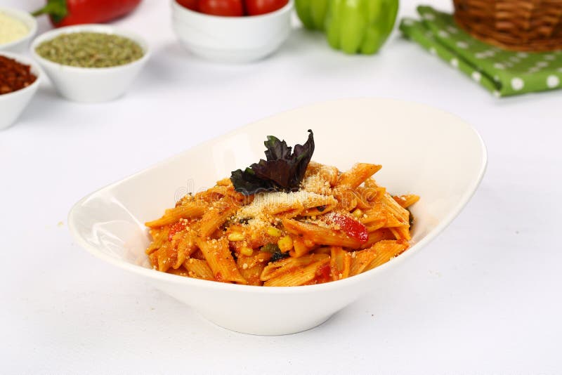Pasta Arabbiata stock photo. Image of angry, bowl, tomatoes - 25793698