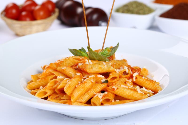 Pasta Arabbiata stock photo. Image of angry, bowl, tomatoes - 25793698