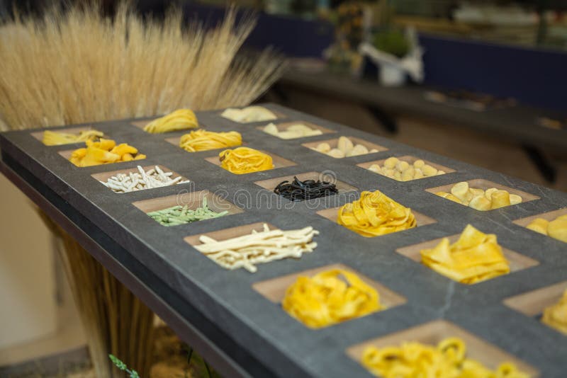 Pasta Assortment Inside Squared Box, Variety of Uncooked Pasta Stock ...