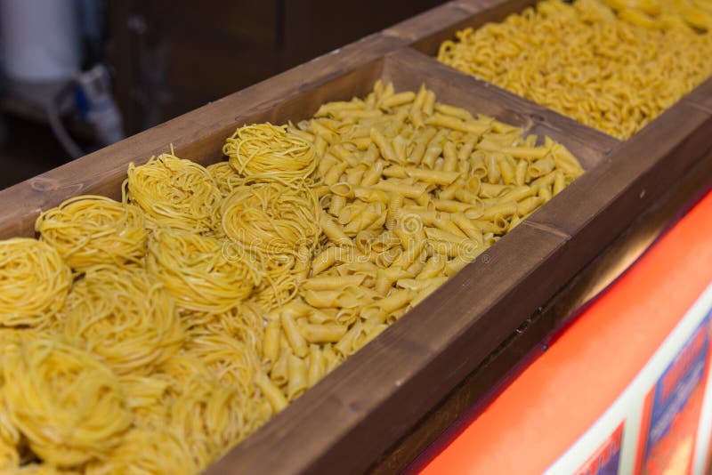 Pasta Assortment Inside Wooden Box, Variety of Uncooked Pasta Stock ...