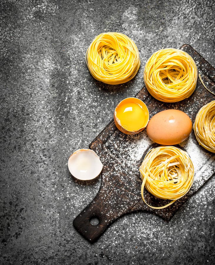 Pasta Background. Cooking Homemade Pasta with Egg and Flour Stock Photo ...