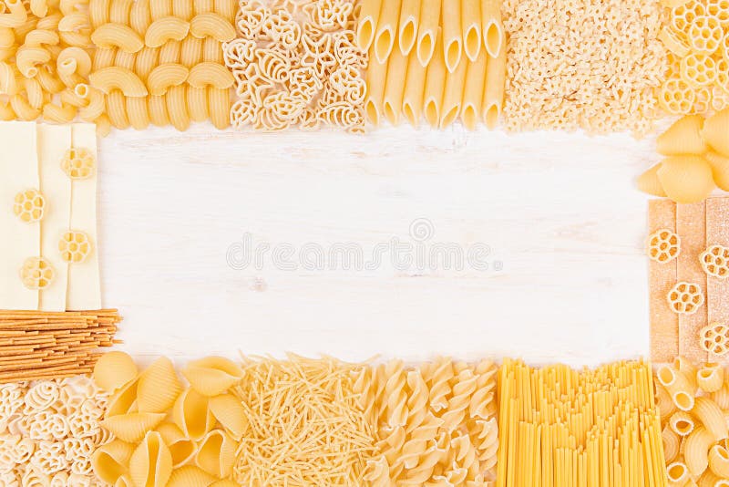 Pasta Background Assortment of Different Kinds Italian Macaroni in ...