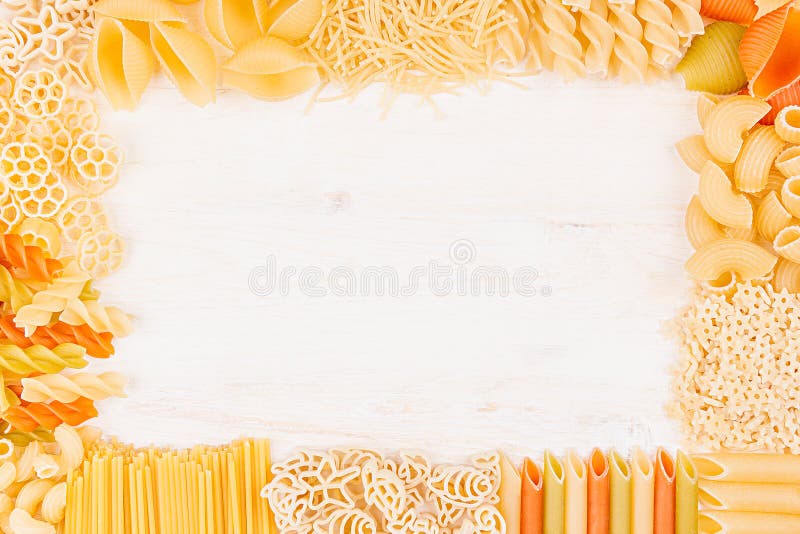 Pasta Background Decorative Border of Assortment Different Kinds ...